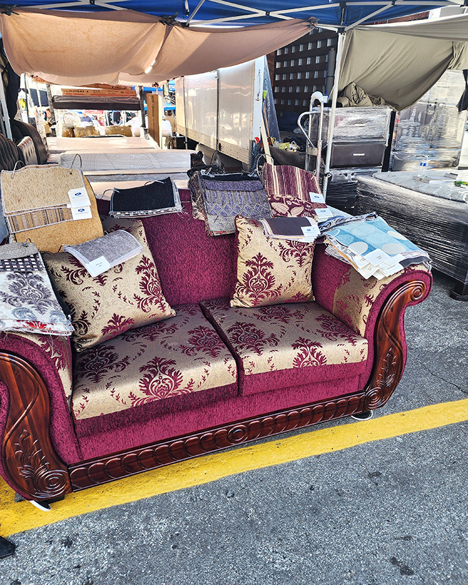 That ornate sofa isn't just furniture – it's a conversation piece waiting to transform someone's living room into a royal parlor.