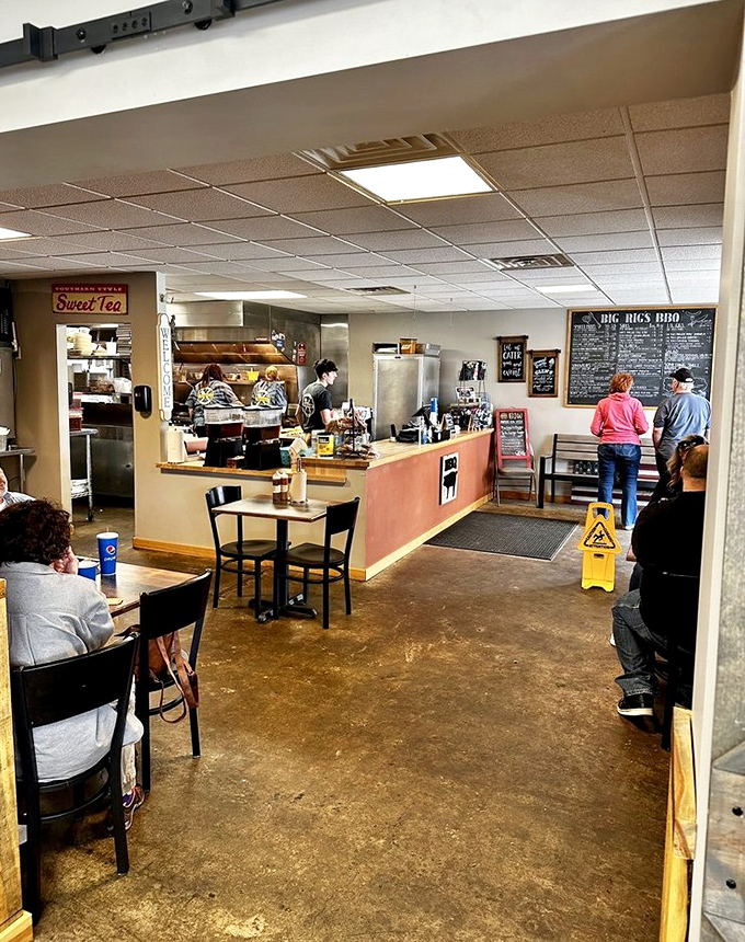 The ordering counter—that magical threshold where dreams become reality and the aroma of smoked meats makes decision-making deliciously difficult.