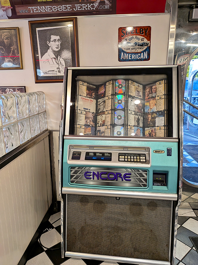 The jukebox isn't just decoration—it's a time portal offering five decades of musical accompaniment to your meal.