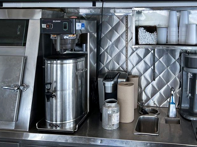 The coffee station—where liquid motivation is brewed to perfection. Simple, reliable, essential.