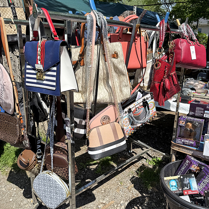 Handbag heaven for the savvy shopper—where designer-inspired purses hang like fashionable fruit, ripe for the picking at fraction-of-retail prices.