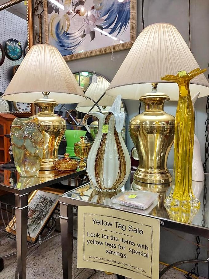 Brass lamps that would make Aladdin jealous stand at attention, waiting for someone to take them home and perhaps release their genies.
