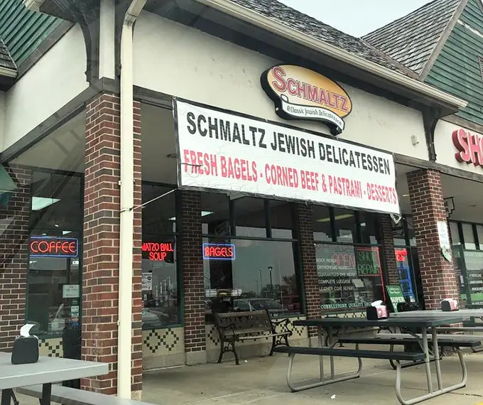 The original Schmaltz location sports a classic deli look – where "Fresh Bagels" isn't just signage, it's a solemn promise.