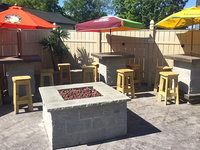 The outdoor patio—where summer evenings stretch into night and conversations flow as freely as the local brews.