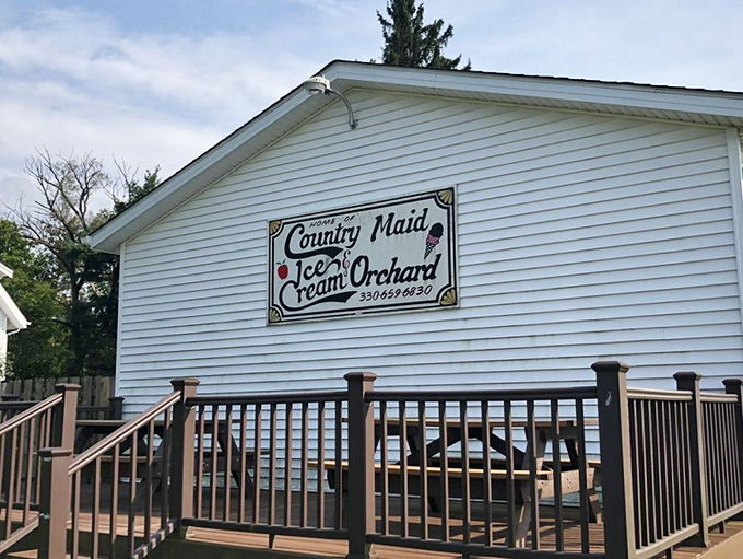 Country Maid Ice Cream & Orchard—where the name on the building promises two of life's greatest pleasures in one charming stop.