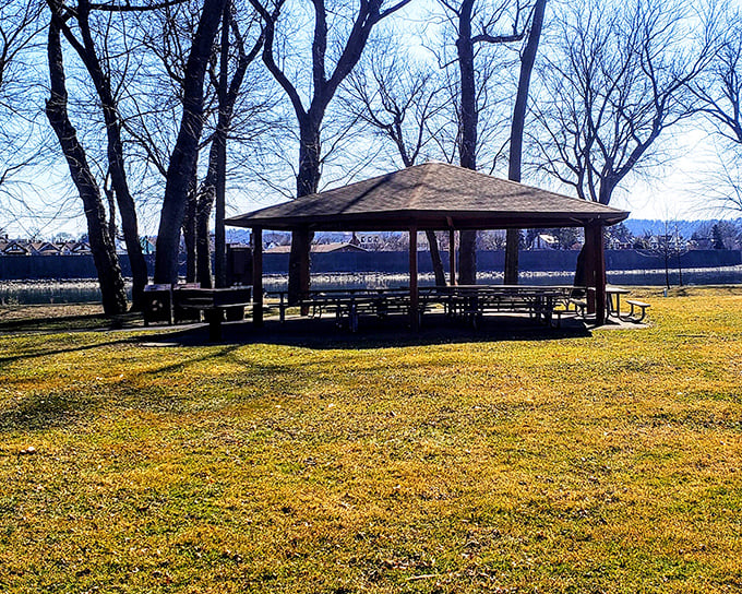 The pavilion stands ready for memory-making – picnics, family reunions, or just catching your breath while contemplating life's bigger questions.