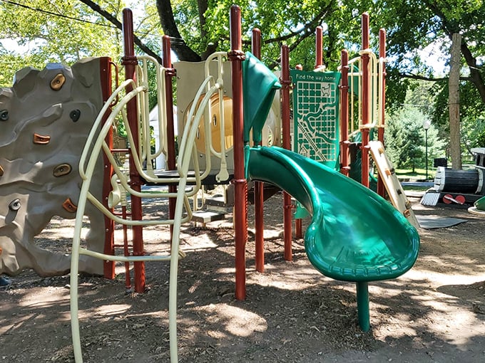 After exploring underground, kids can reach for the sky on this playground – because balance is important in life and vacations.