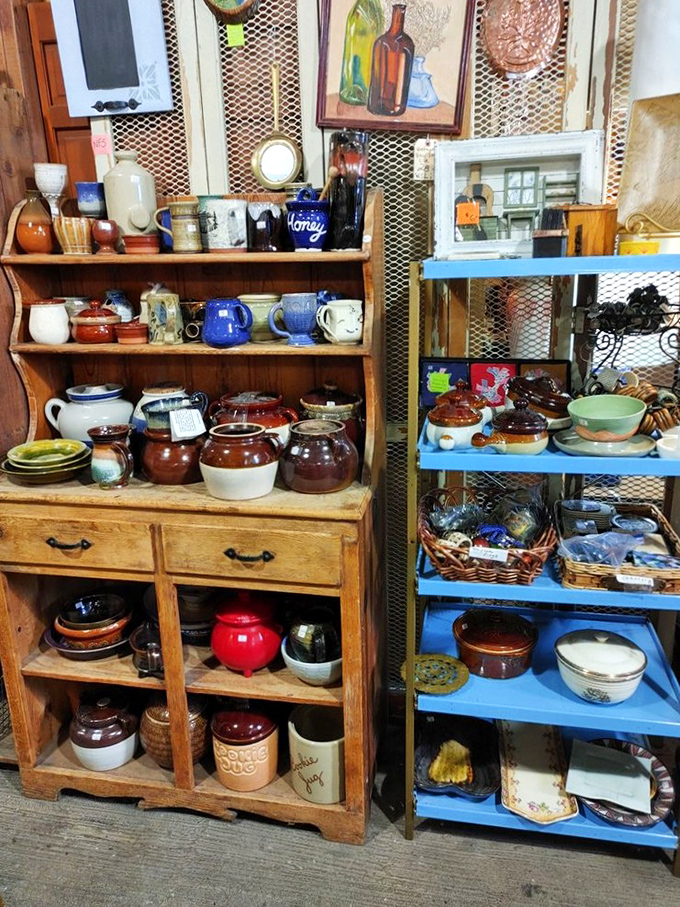 Pottery paradise where earthenware treasures from different eras coexist like a United Nations of kitchen vessels – diplomatic relations never looked so charming.