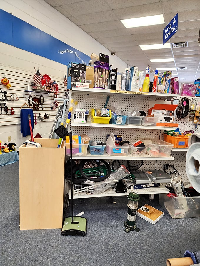The crafting section – where someone else's abandoned project becomes your next weekend obsession at a fraction of the cost.