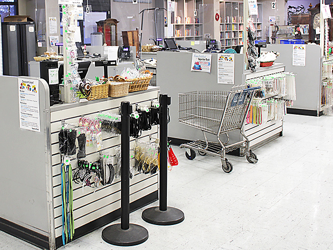 The checkout area—the final frontier between your good intentions to "just browse" and the reality of your overflowing cart.