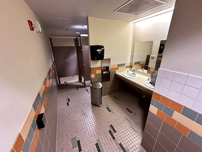 Even the restrooms here maintain the museum's attention to thoughtful design and visitor comfort throughout.