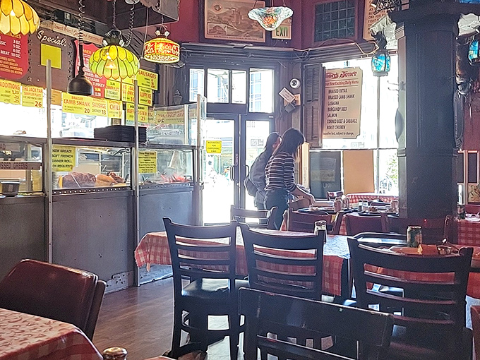 The dining room at Tommy's Joynt—where strangers become friends and friends become family over plates of hofbrau heaven.
