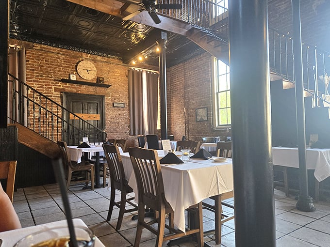 The dining room balances rustic charm with refined elegance – like your sophisticated aunt who still knows how to fish and change a tire.