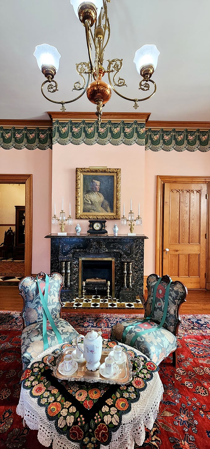 Tea time was serious business in Victorian society. These chairs have likely witnessed more gossip than a modern-day hair salon.