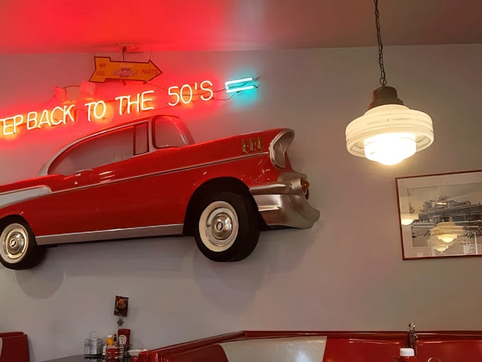 "Step Back to the 50's" isn't just a neon sign—it's a promise this restaurant delivers with every bite.