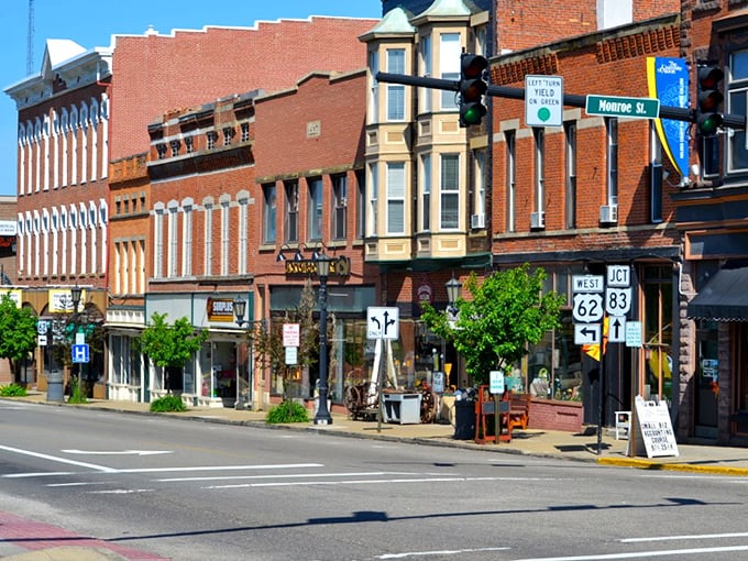 Millersburg: Brick buildings and tree-lined streets create the perfect backdrop for a day of unhurried exploration. Rush hour means three cars at the stop sign.