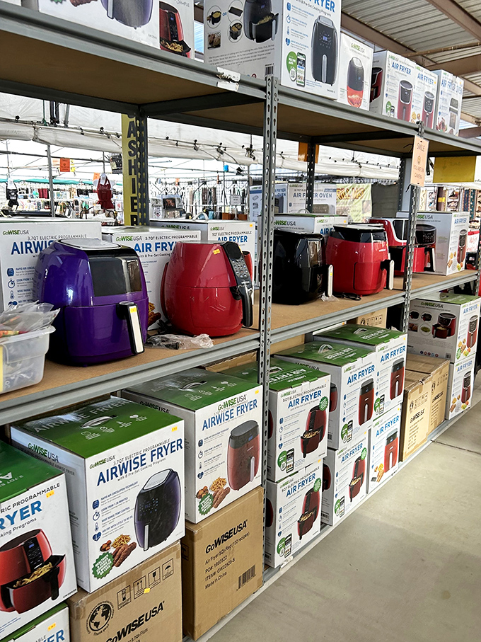Kitchen gadget heaven for the air fry enthusiast—every color and size imaginable for your oil-free culinary adventures.