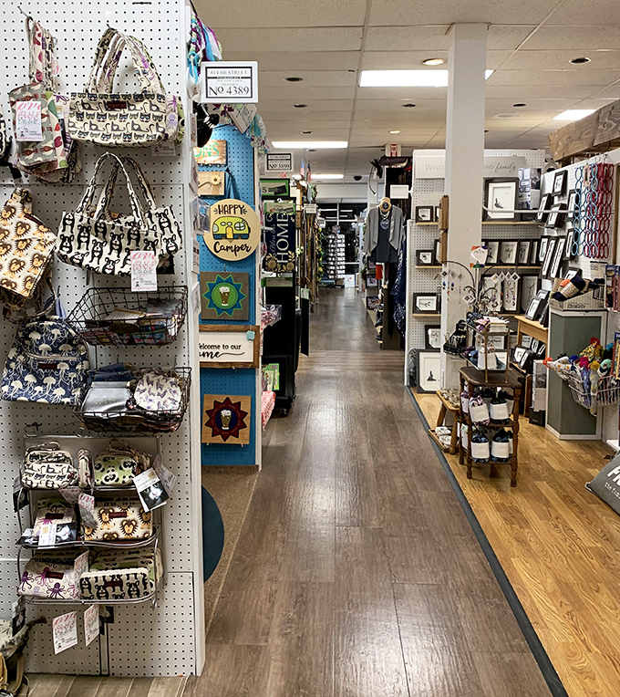 The perfect aisle doesn't exi— Wait, it does! Clean, organized, and beckoning with handcrafted treasures on both sides.