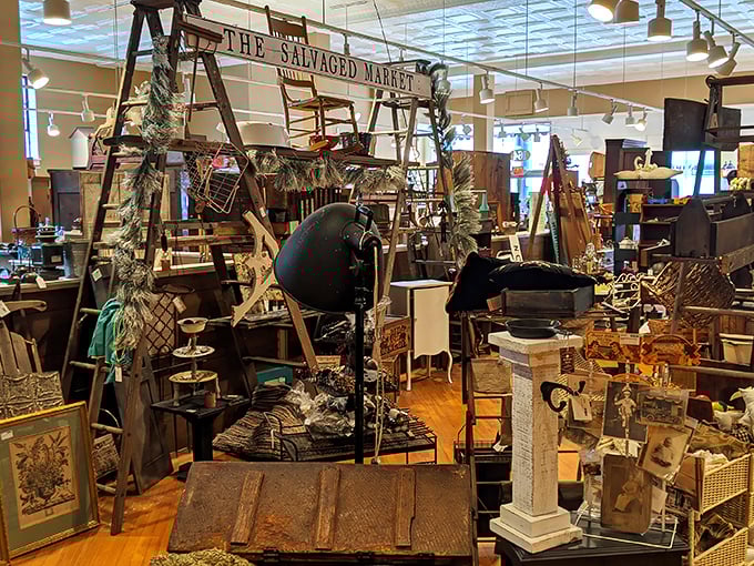 "The Salvaged Market" section is where rustic meets remarkable, a playground for those who believe tetanus risk adds character to home décor.