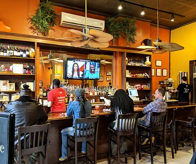 The bar area: where libations flow, conversations grow, and the worries of the outside world mysteriously disappear.