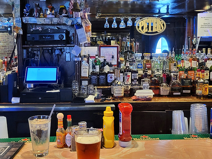 A well-stocked bar promises good times ahead, with local brews on tap and enough spirits to weather any Baltimore storm.