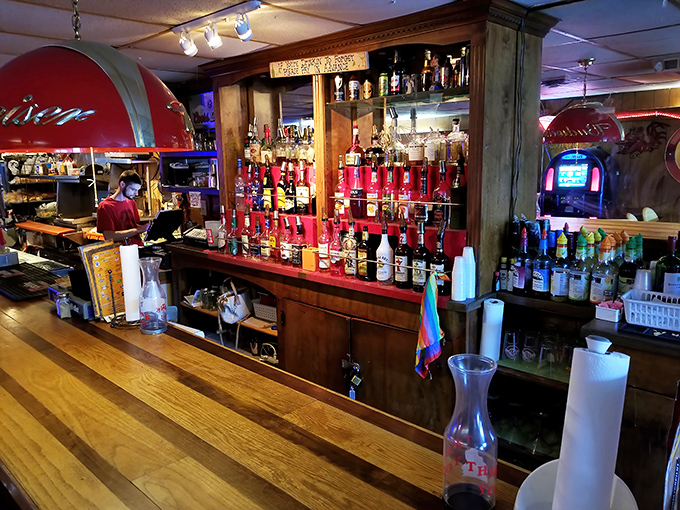 A bar that doesn't need to try to be authentic—it simply is. Those bottles aren't decoration; they're promises waiting to be kept.
