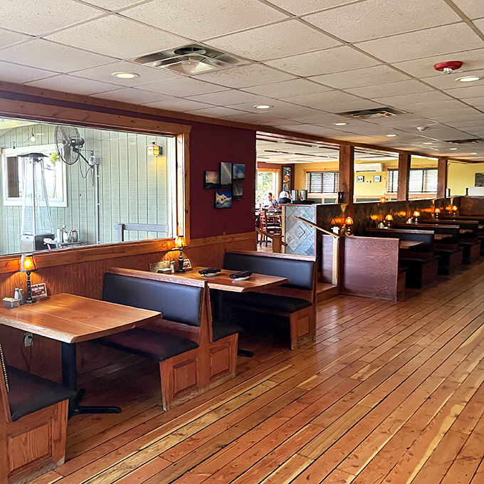 Booths that invite you to settle in and stay awhile – these aren't just seats, they're invitations to linger over every bite.