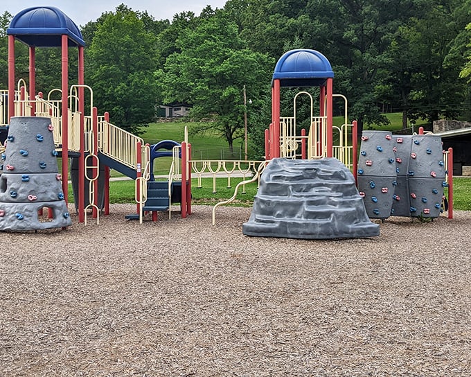 Even the playground equipment in Titusville has a touch of industrial heritage—though considerably more child-friendly than actual oil rigs.
