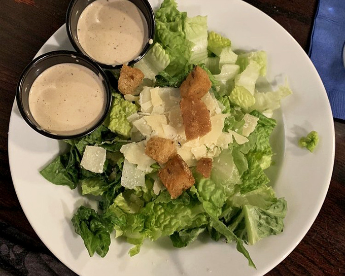 A proper Caesar salad – crisp, simple, and unapologetically classic. The kind that makes you wonder why anyone bothers with kale.