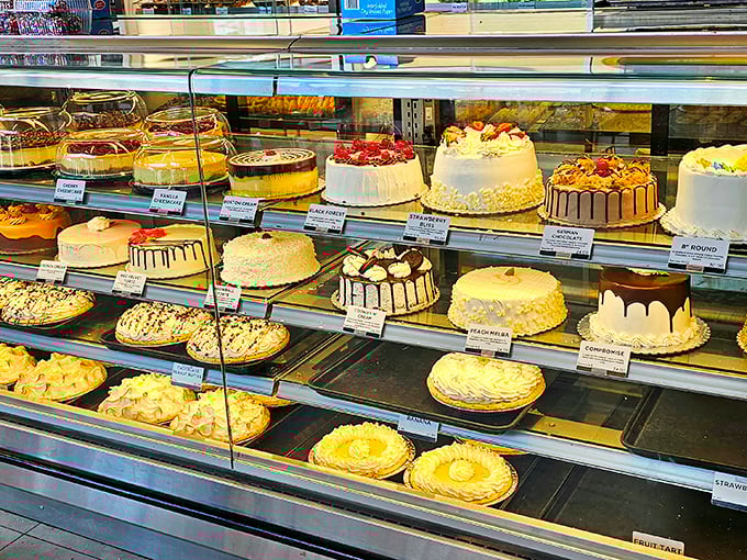 The cake case at Oakmont isn't just a display—it's a museum of buttercream artistry where every exhibit is deliciously temporary.