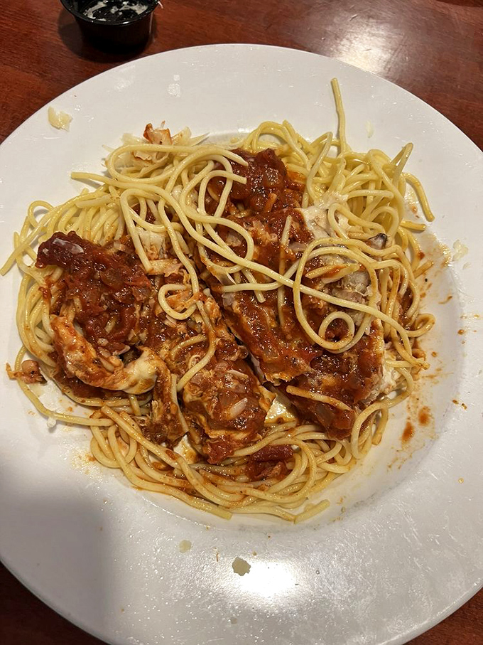 Spaghetti and chicken parmesan that channels your Italian grandmother's recipe, even if you don't have an Italian grandmother—saucy, cheesy, and gloriously unpretentious.