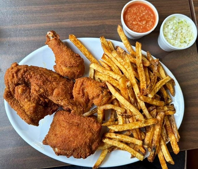 The perfect plate doesn't exi— Oh wait, here it is. Crispy chicken, hand-cut fries, and those signature sides that make Ohioans homesick.