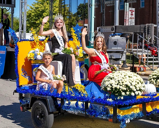The Clyde Fair parade captures small-town celebration at its finest—where community royalty waves to neighbors rather than strangers.