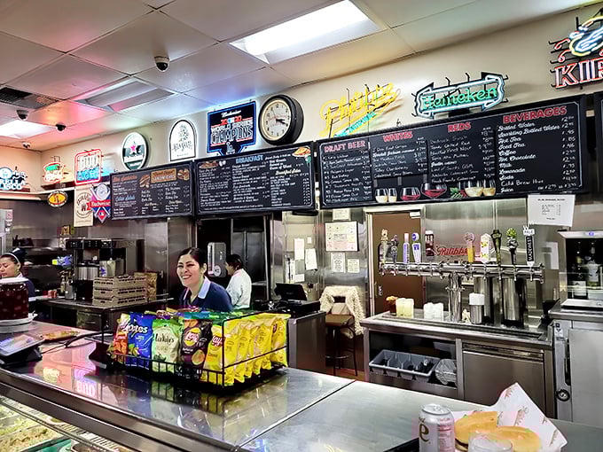 The ordering counter experience is democracy in action—everyone waits their turn for a taste of Los Angeles history.