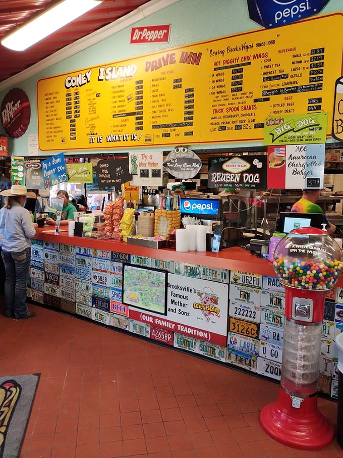 License plates from across America decorate the counter – silent testimony to road-trippers who've made this Florida institution a mandatory pit stop.