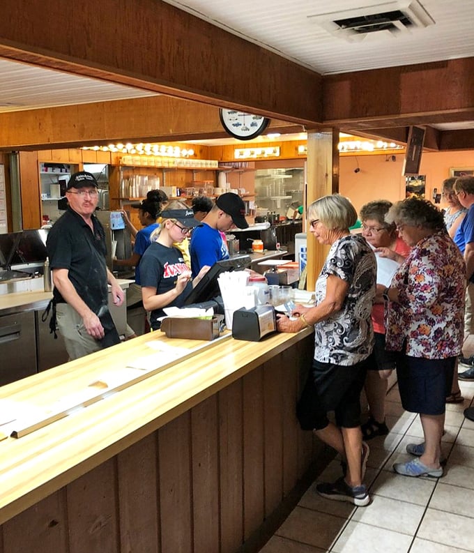 The counter where dreams come true, orders are placed, and the anticipation of ice cream perfection begins to build.