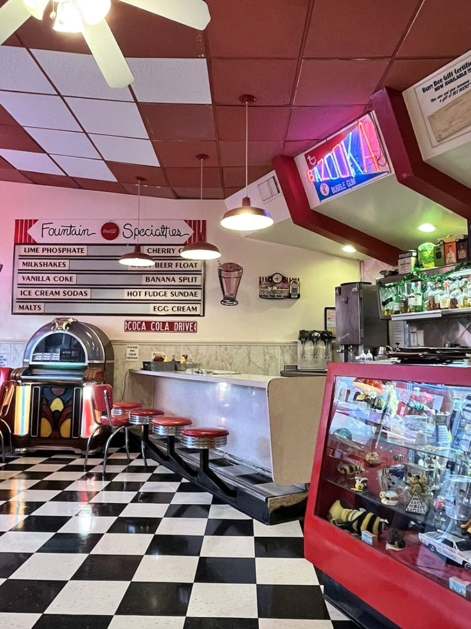 The counter and soda fountain area isn't retro by design—it's authentic by survival, a living museum where the exhibits taste delicious.