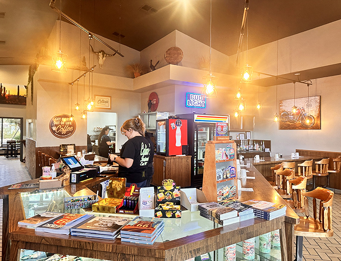 Part country store, part restaurant entrance – the counter area welcomes you with southwestern flair and promises of deliciousness to come.