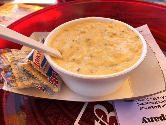 Creamy chowder that's thick enough to stand your spoon in – comfort food with maritime credentials. 