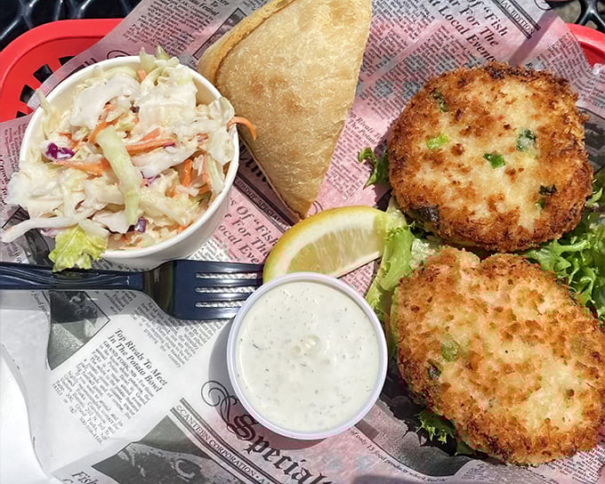 These crab cakes aren't just golden brown—they're the color of beachside memories. The crispy exterior gives way to sweet crab meat that tastes like summer.