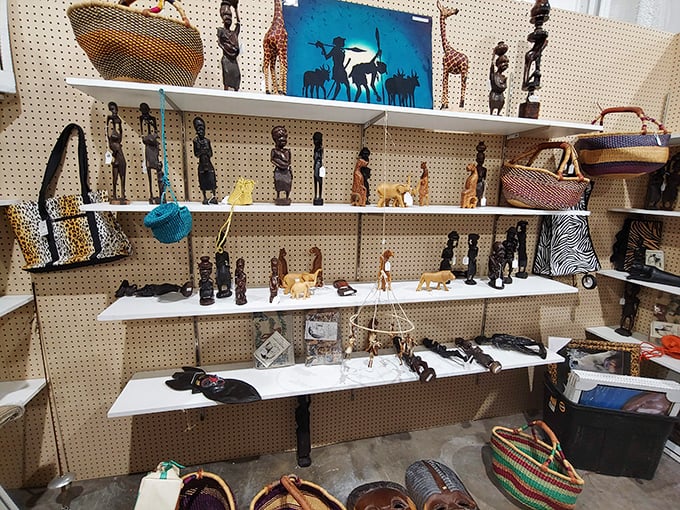 A global journey awaits in this corner where African art and handcrafted baskets transport you to distant lands without leaving the heart of Missouri.