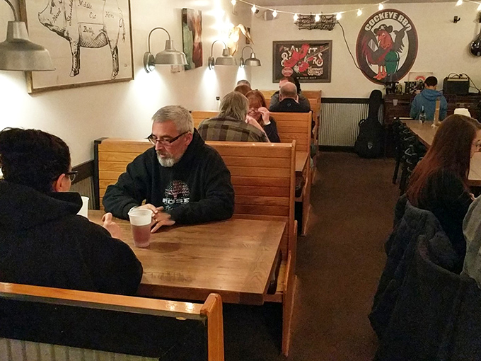 Real people enjoying real food—no pretension, no filters, just the universal language of "mmm" being spoken at every table.