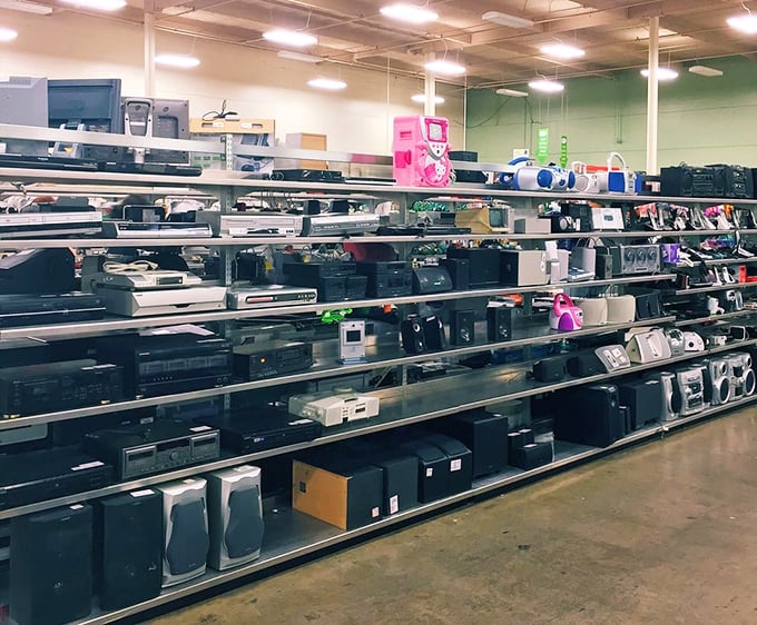 The electronics section requires a gambling spirit—that vintage stereo might be the steal of the century or completely dead inside.