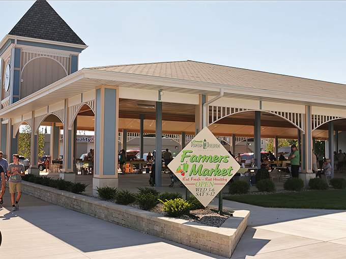 This farmers market pavilion isn't just about produce—it's a Saturday morning social club where recipes are swapped and weather predictions carry more weight than political opinions.
