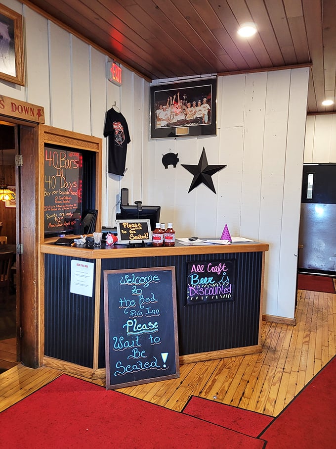 "Please Wait to Be Seated"—five words that promise good things come to those who wait, especially when barbecue is involved.