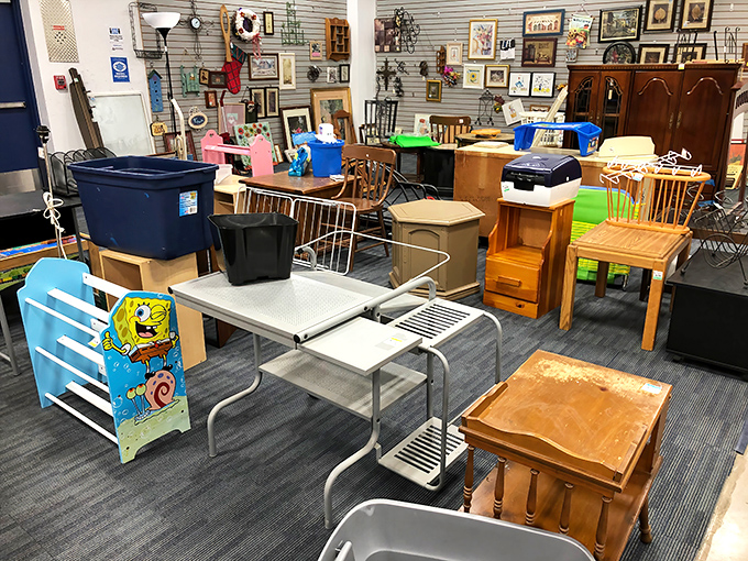 Furniture with character and stories to tell—from vintage end tables to that SpongeBob headboard someone's child definitely outgrew.