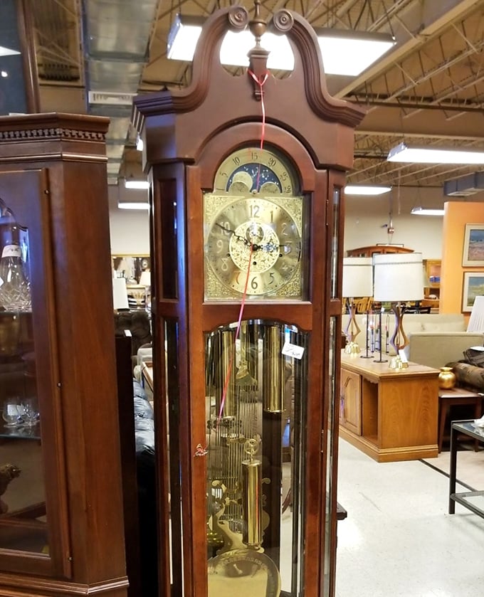 A grandfather clock that doesn't just tell time—it tells stories. Imagine this stately timekeeper marking your family moments.