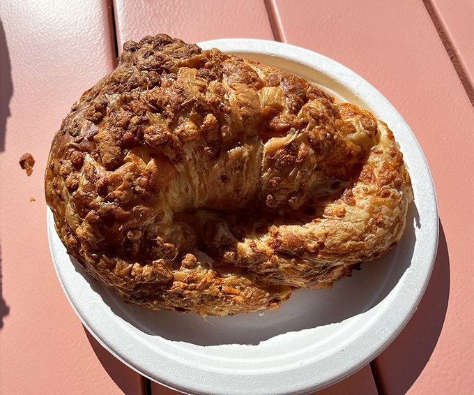 This ham and cheese croissant isn't just breakfast – it's edible architecture, with layers that deserve their own episode on HGTV.