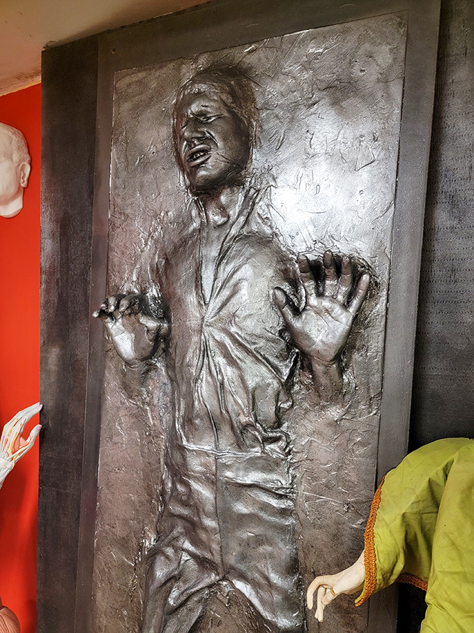 Frozen in carbonite, this Han Solo replica would make any Star Wars fan do a double-take. Pop culture's darker moments find a home here too.