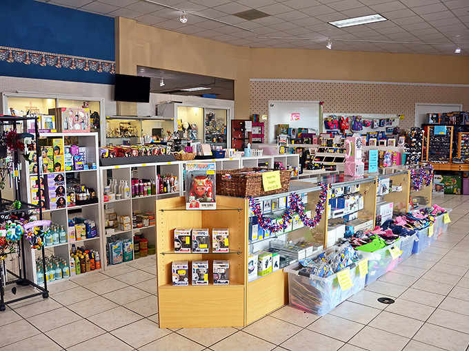 A retail wonderland where new merchandise mingles with vintage finds—proving that not everything at a flea market has previous owners.